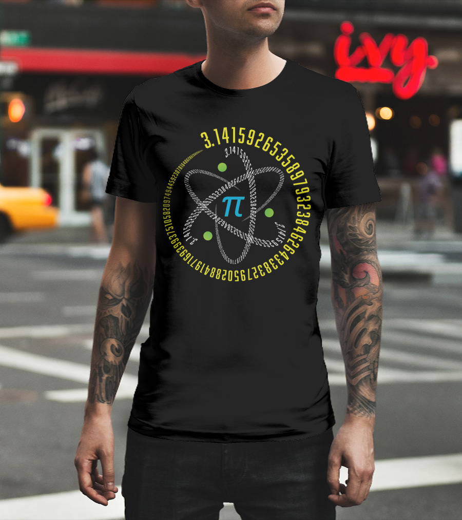 Atom Pi Math Science Stem 3.14 Pi Day Numerals Circle T-Shirt