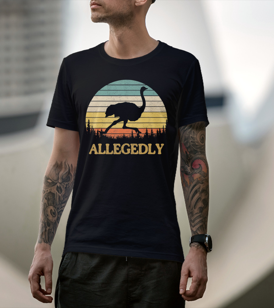 Allegedly Ostrich Flightless Bird Sunset T-Shirt