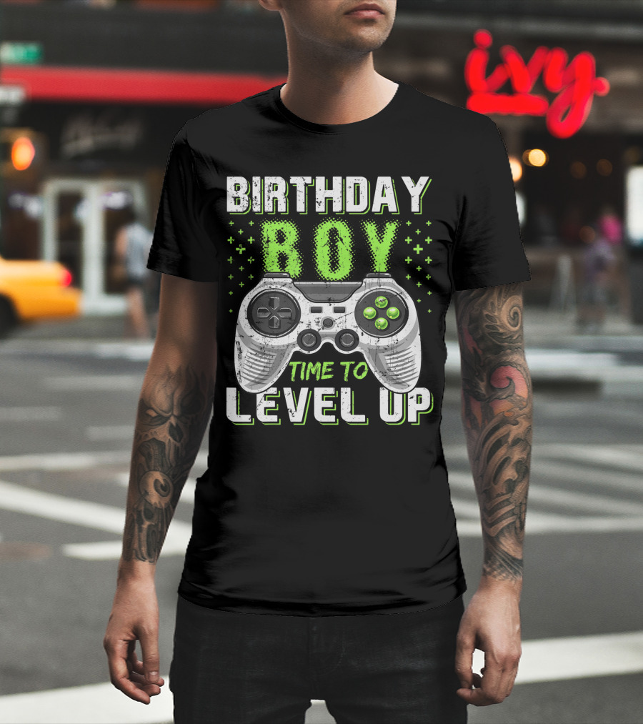 Birthday Boy Time To Level Up Video Game Controller Birthday T-Shirt