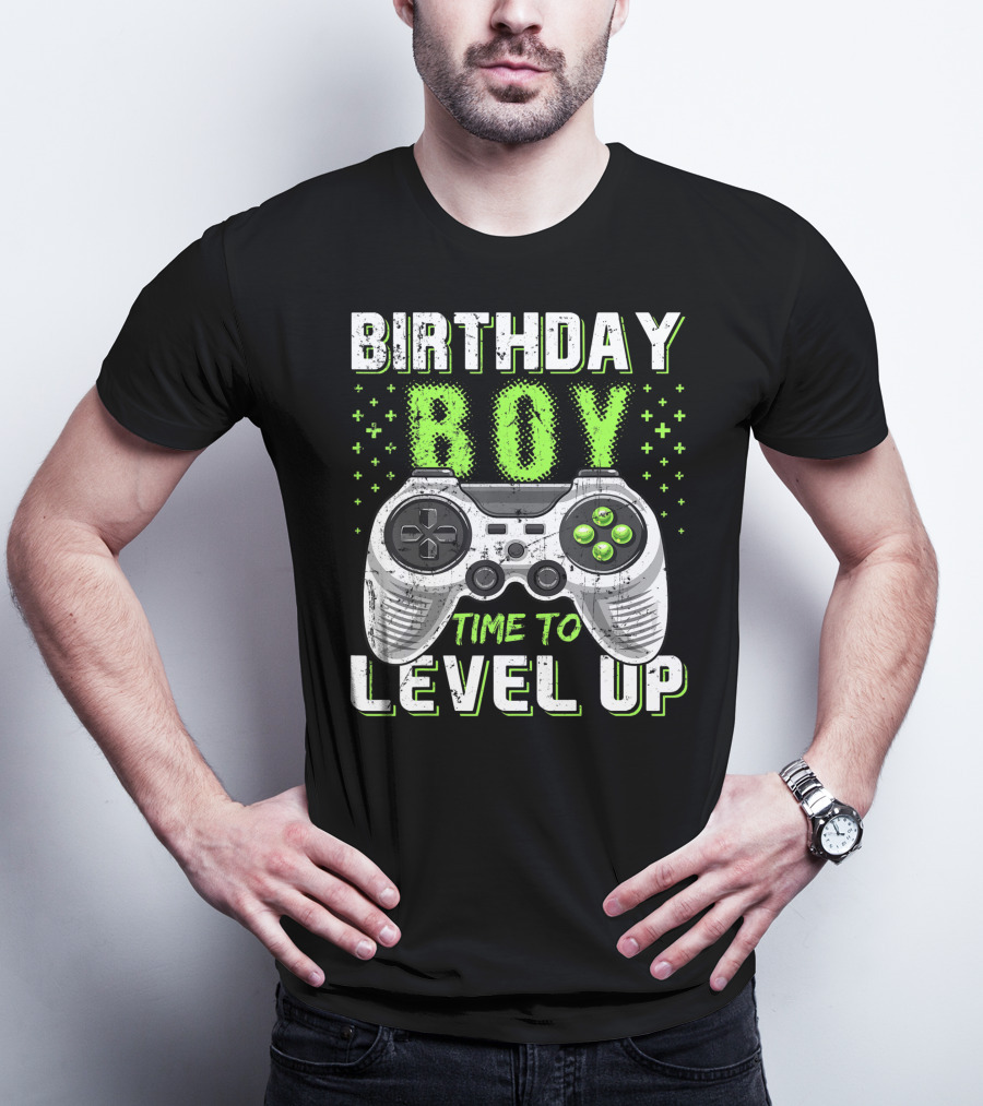 Birthday Boy Time To Level Up Video Game Controller Birthday T-Shirt