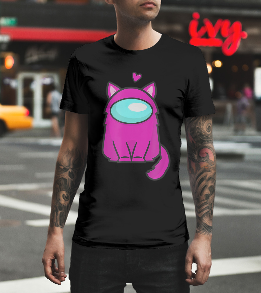 Cute Cat Astronaut Among Us Nerdy Girl Gamer T-Shirt