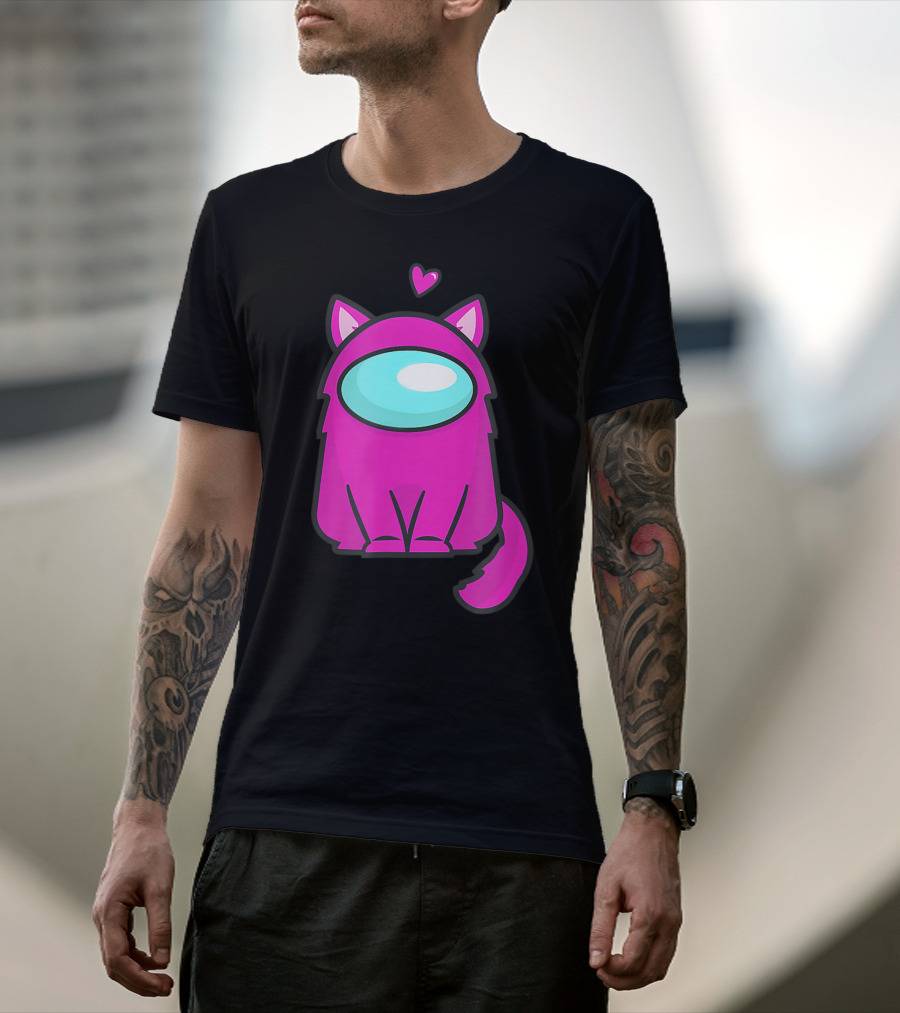 Cute Cat Astronaut Among Us Nerdy Girl Gamer T-Shirt