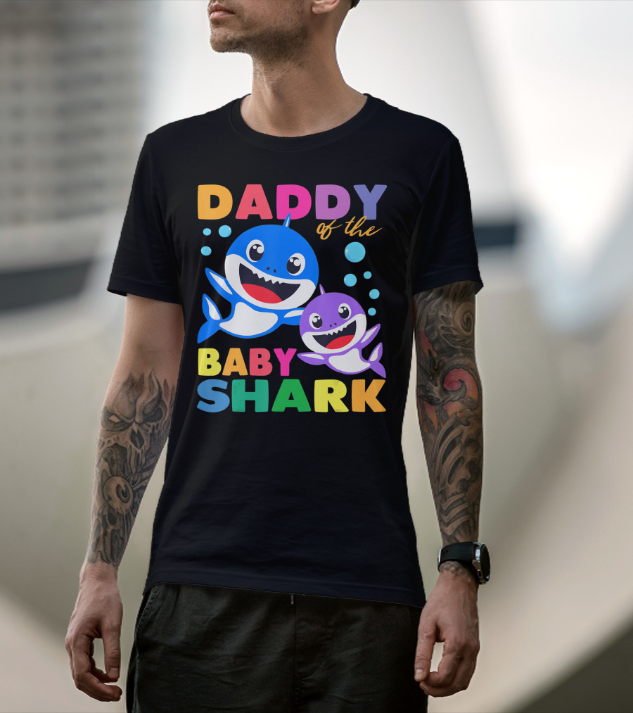 Daddy Of The Baby Shark Birthday Boy Girl Kids Daddy Shark T-Shirt