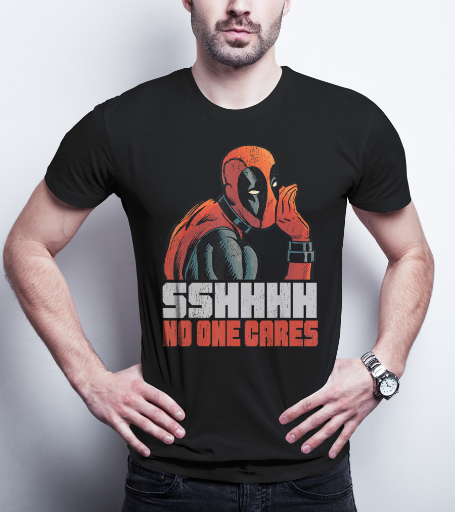 Marvel Deadpool Sshhhh No One Cares Whisper T-Shirt