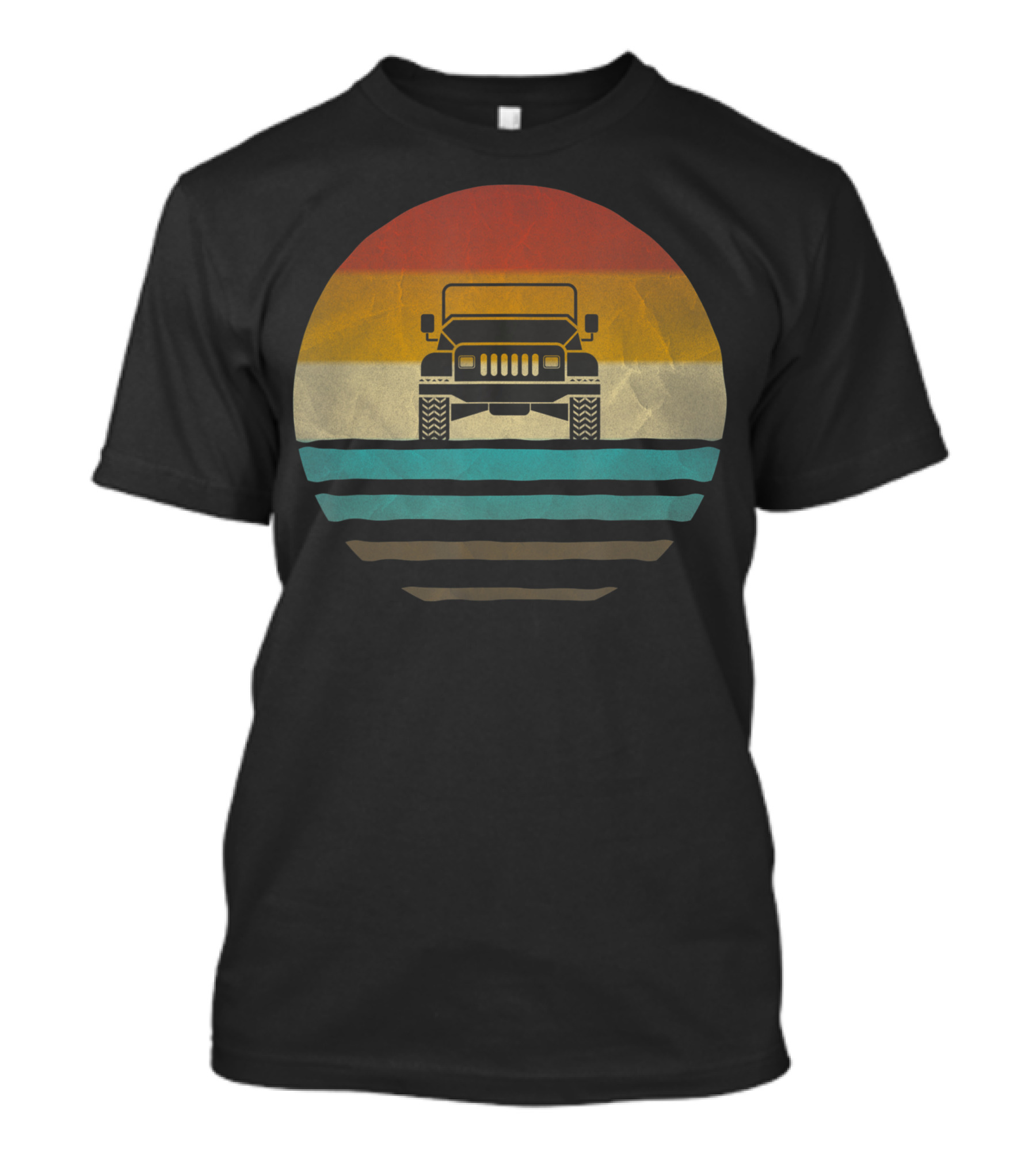 Retro Vintage 4X4 Car Off Road Sunset Wave T-Shirt