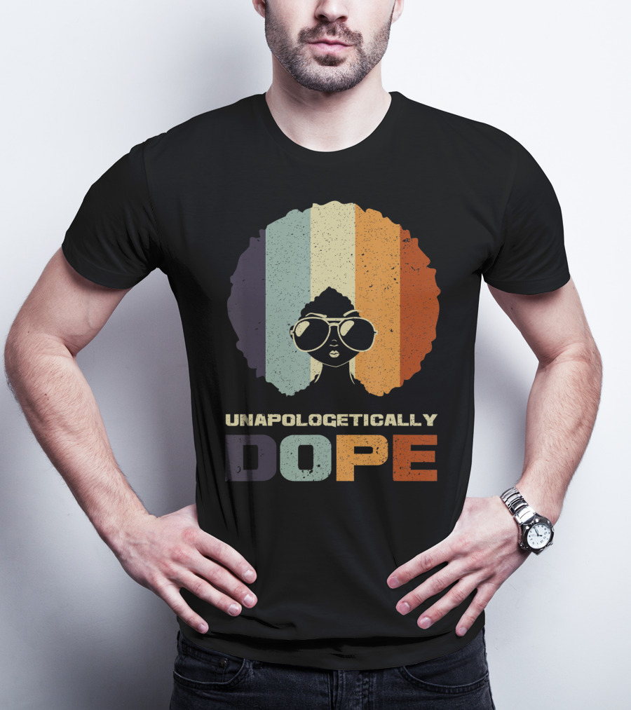Unapologetically Dope Afro Rainbow Stripes Sunglasses T-Shirt