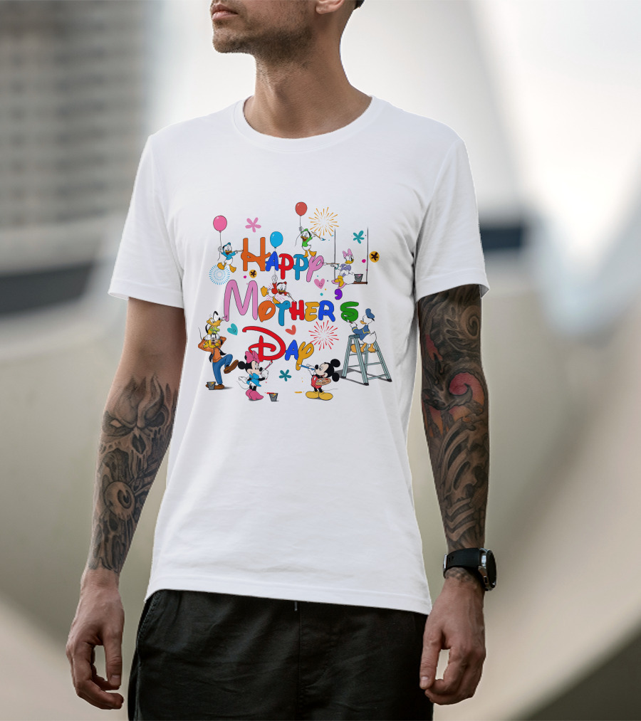 Happy Mother's Day Disney Mickey Minnie Donald Goofy Balloons T-Shirt