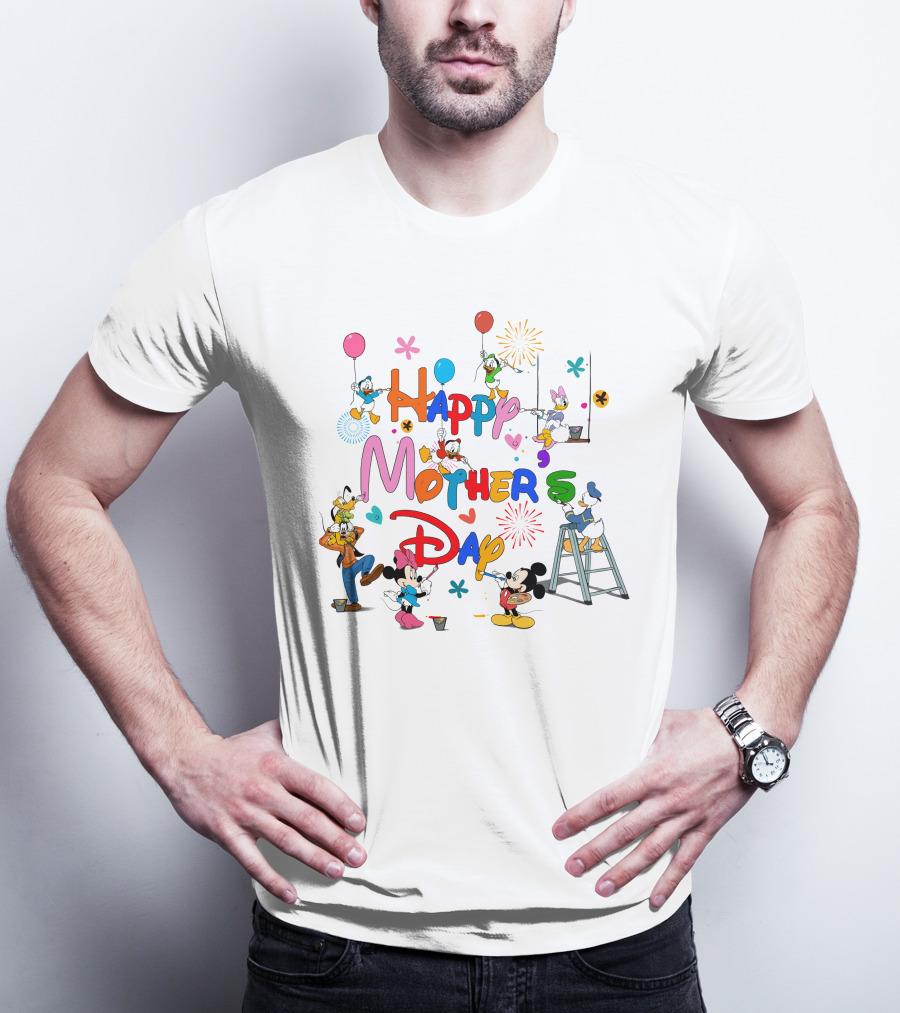 Happy Mother's Day Disney Mickey Minnie Donald Goofy Balloons T-Shirt