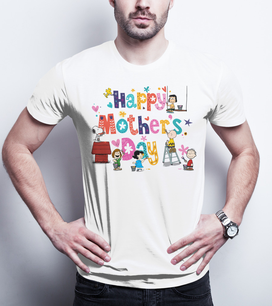 Happy Mother's Day Snoopy Peanuts Characters Painting T-Shirt