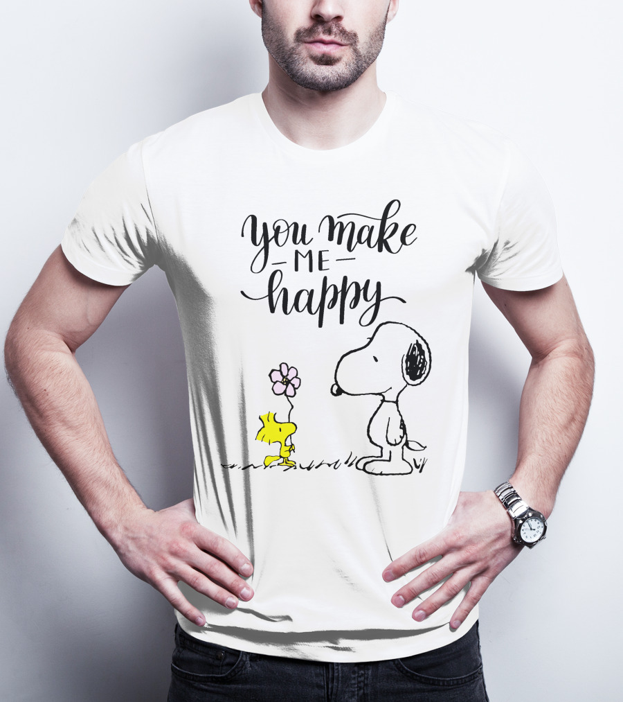 You Make Me Happy Snoopy And Woodstock Flower T-Shirt