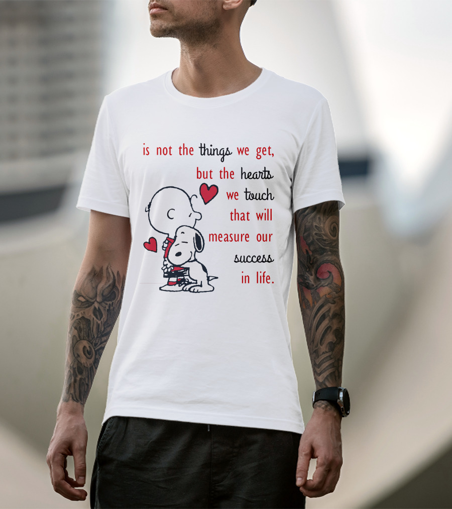 Charlie Brown Snoopy Hug Hearts Measure Success In Life T-Shirt