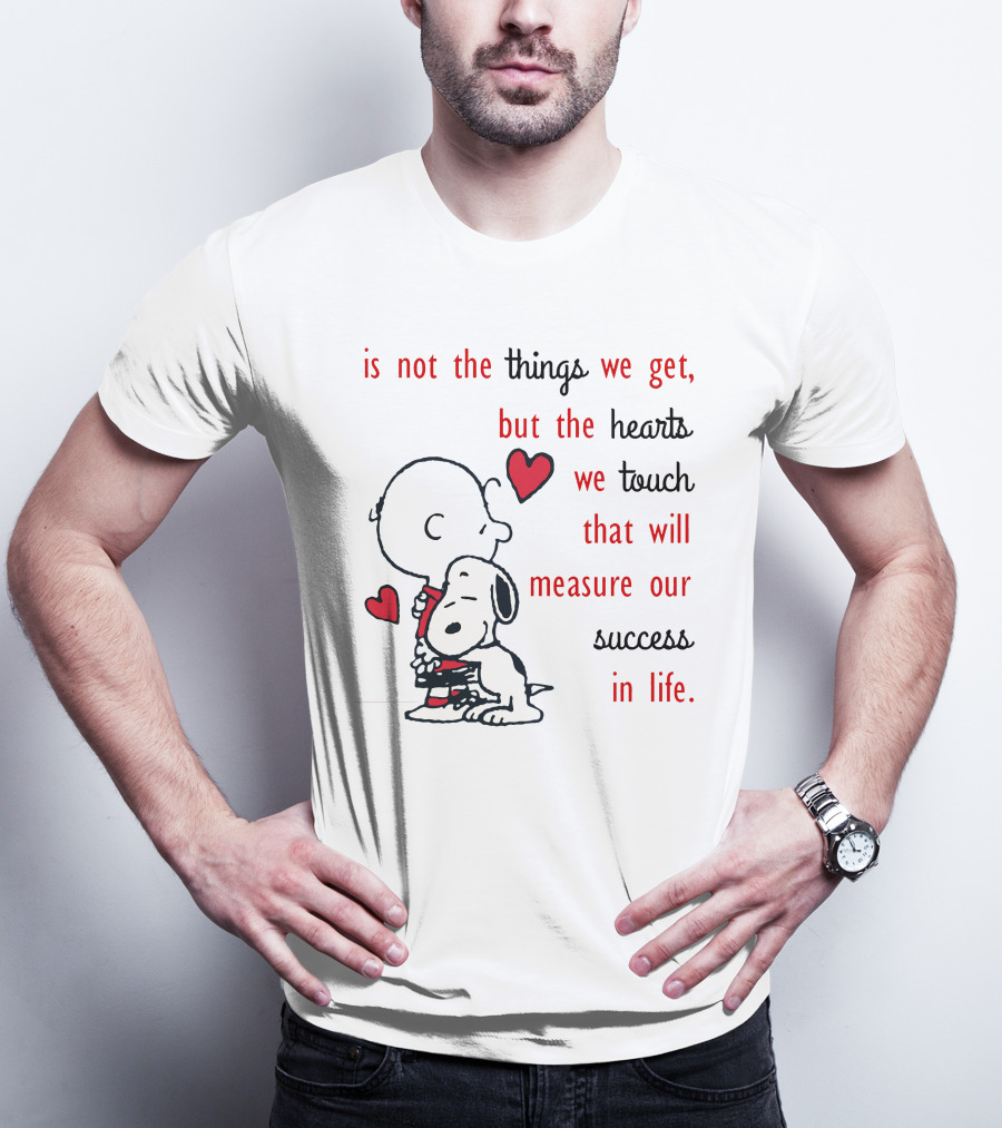 Charlie Brown Snoopy Hug Hearts Measure Success In Life T-Shirt