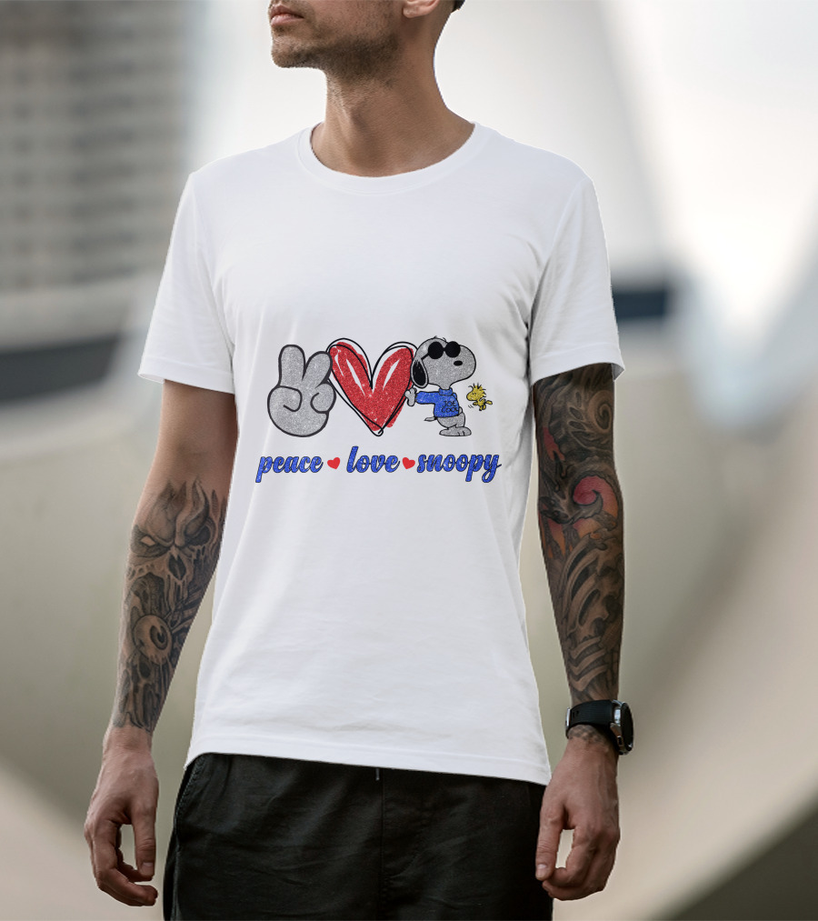 Peace Love Snoopy Woodstock Cool Joe Retro T-Shirt