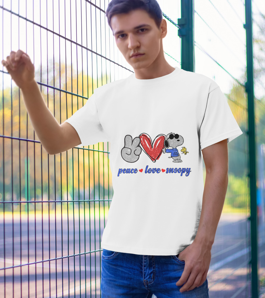 Peace Love Snoopy Woodstock Cool Joe Retro T-Shirt
