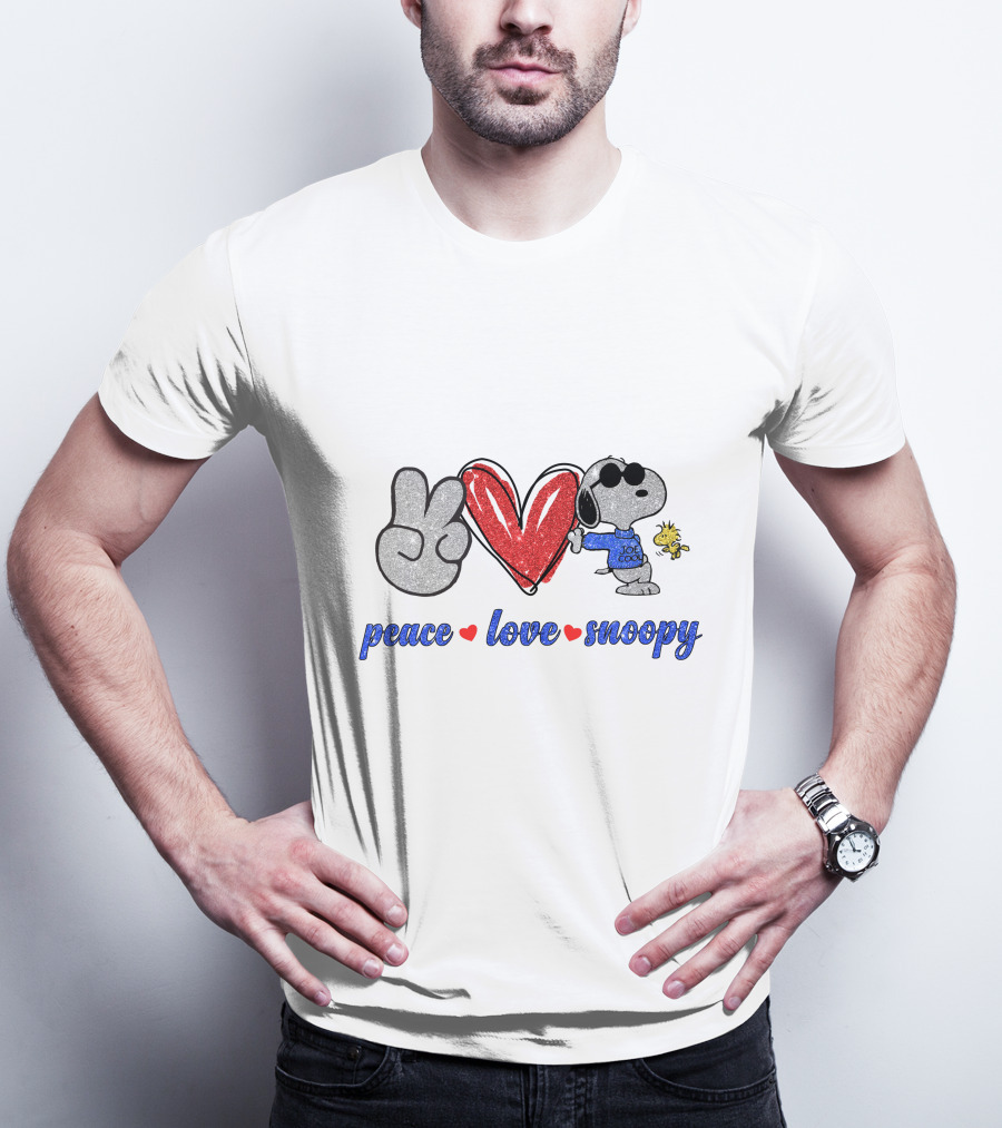 Peace Love Snoopy Woodstock Cool Joe Retro T-Shirt