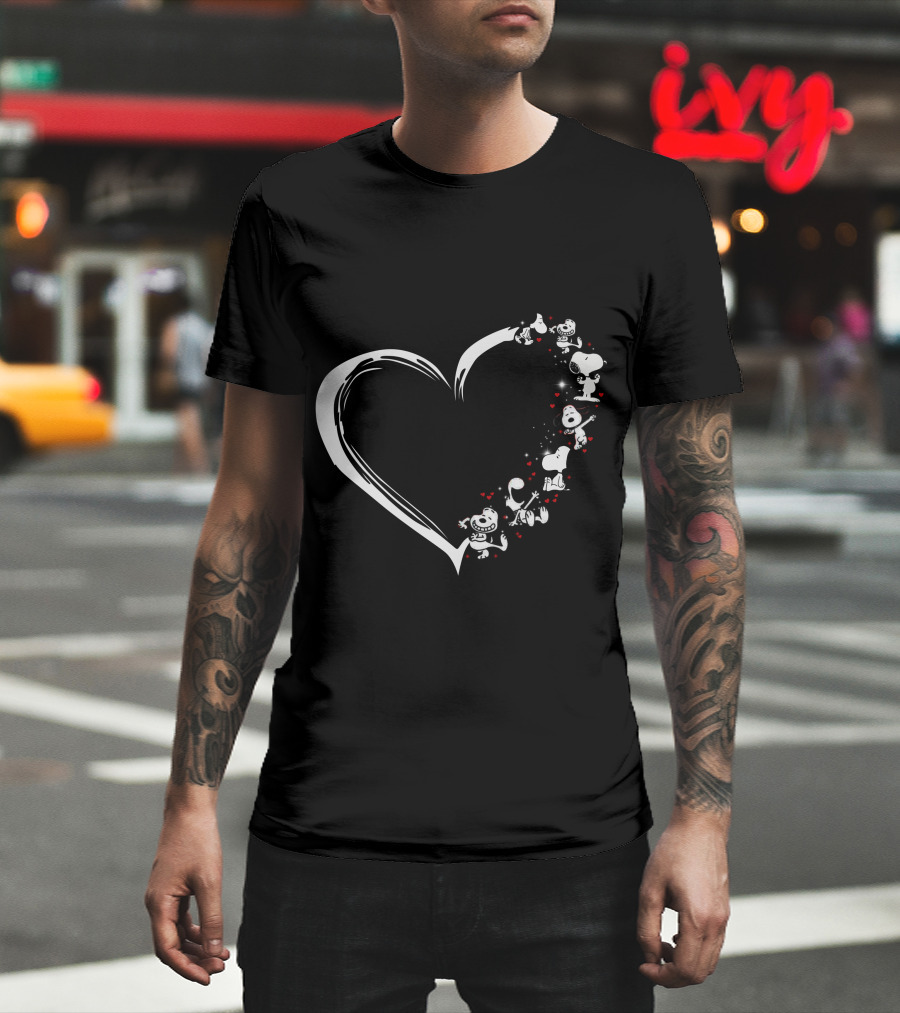 Heartsnop Peanuts Snoopy Heart Shape Love T-Shirt