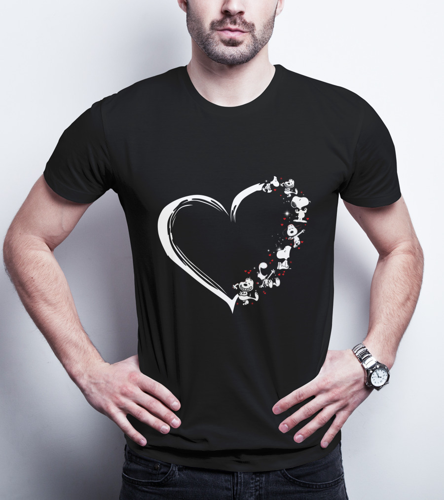Heartsnop Peanuts Snoopy Heart Shape Love T-Shirt