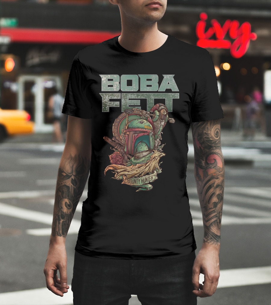 Boba Fett Bounty Hunter Vintage Helmet Artwork T-Shirt