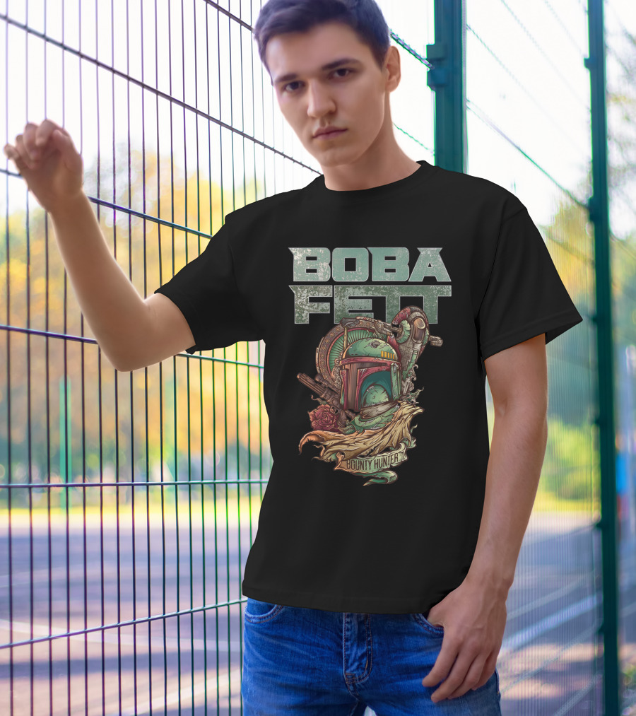 Boba Fett Bounty Hunter Vintage Helmet Artwork T-Shirt