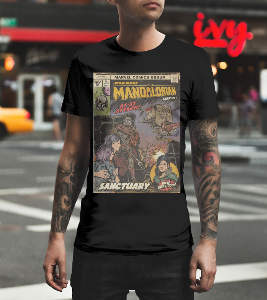 Marvel Comics Group Star Wars The Mandalorian Chapter 4 Sanctuary At-St Attack Meet Cara Dune T-Shirt