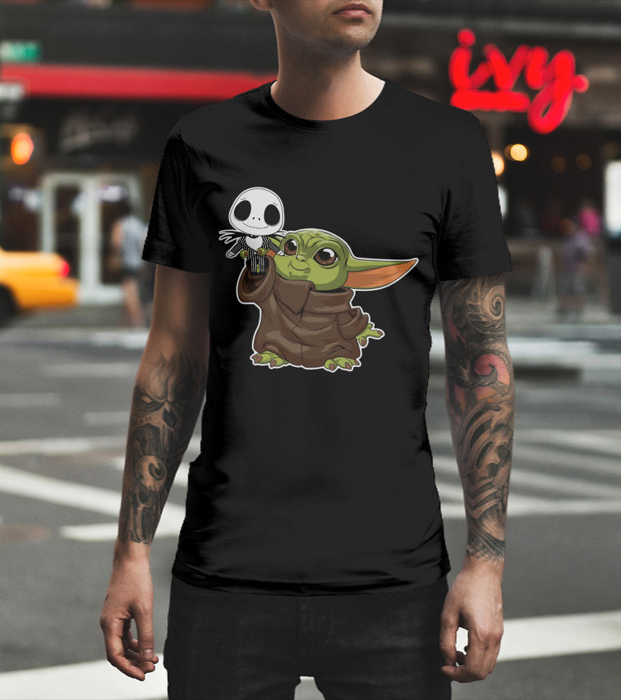 Grogu Holding Jack Skellington Only Today T-Shirt