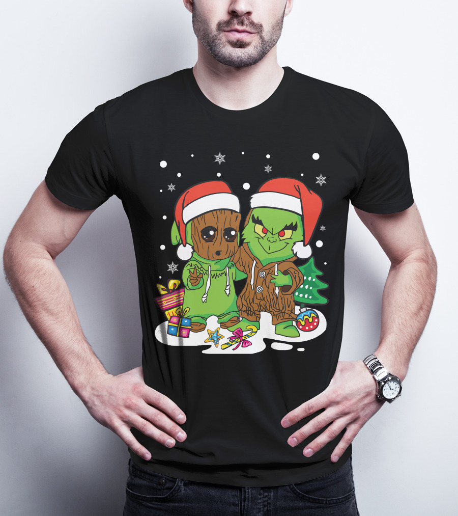 Only Today Christmas Tree Characters Santa Hats Snowflakes T-Shirt