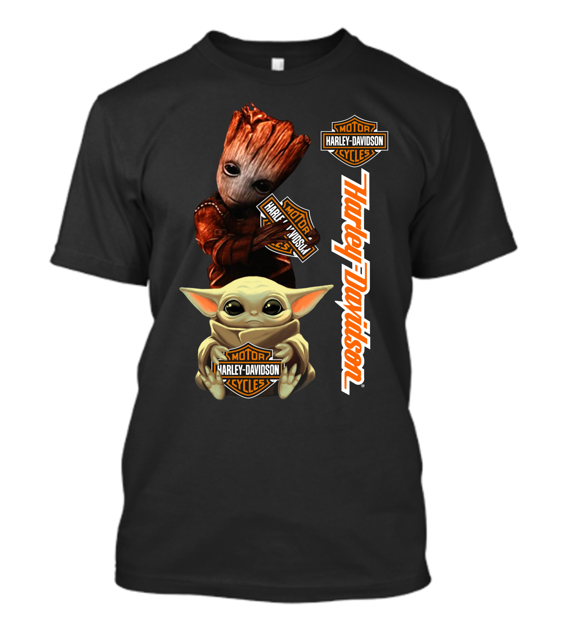 Baby Groot Harley Davidson Baby Yoda Motorcycles T-Shirt