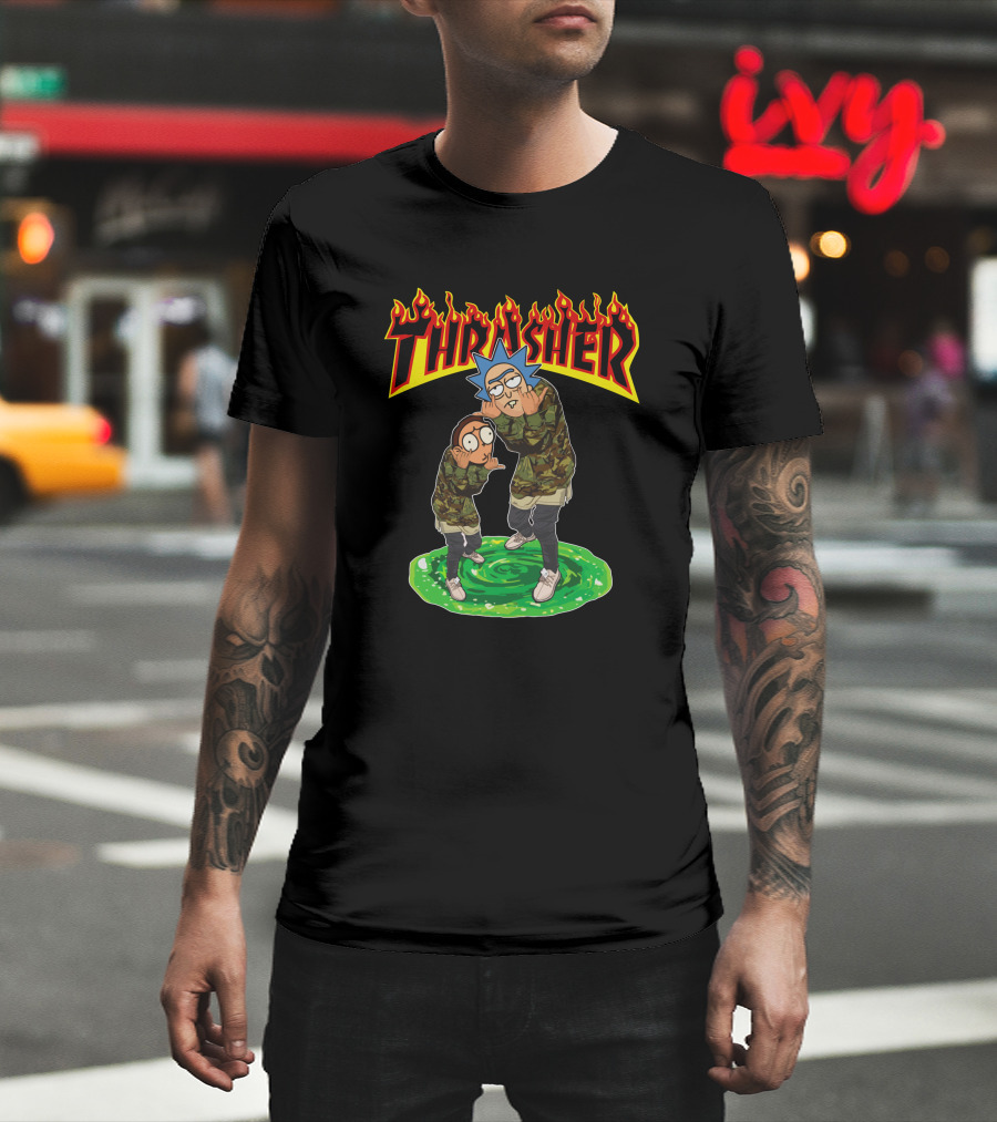 Thrasher 40 Rick And Morty Camo Portal T-Shirt
