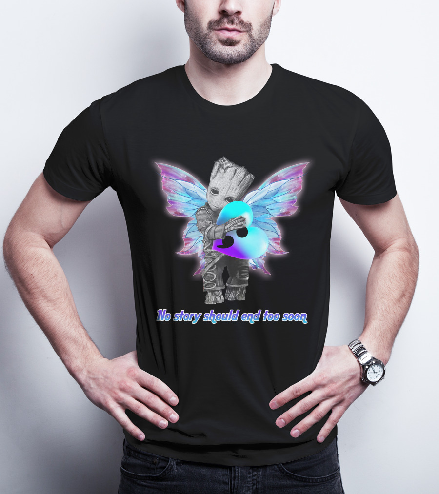 No Story Should End Too Soon Colorful Heart Wings Character T-Shirt