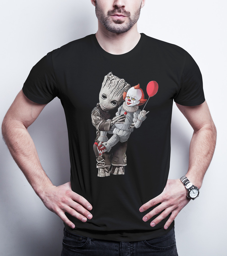 Groot Holding Pennywise With Balloon T-Shirt