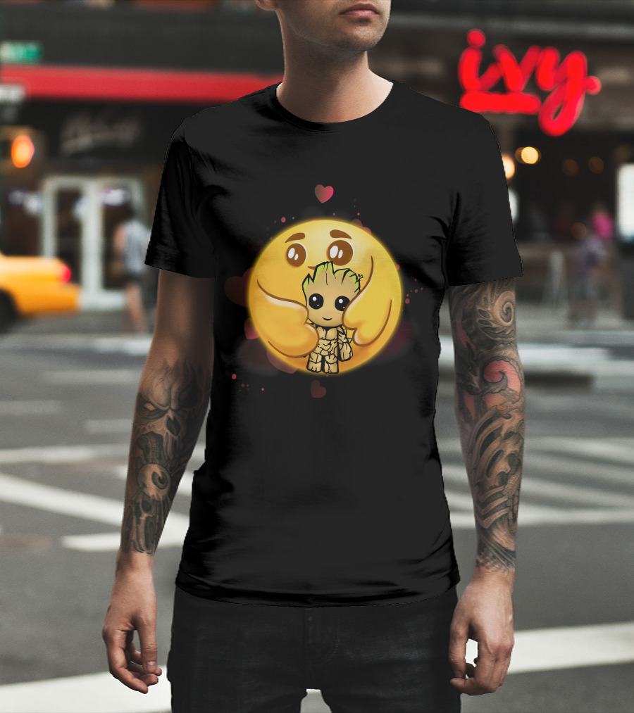 Emoji Hugging Baby Groot With Hearts T-Shirt