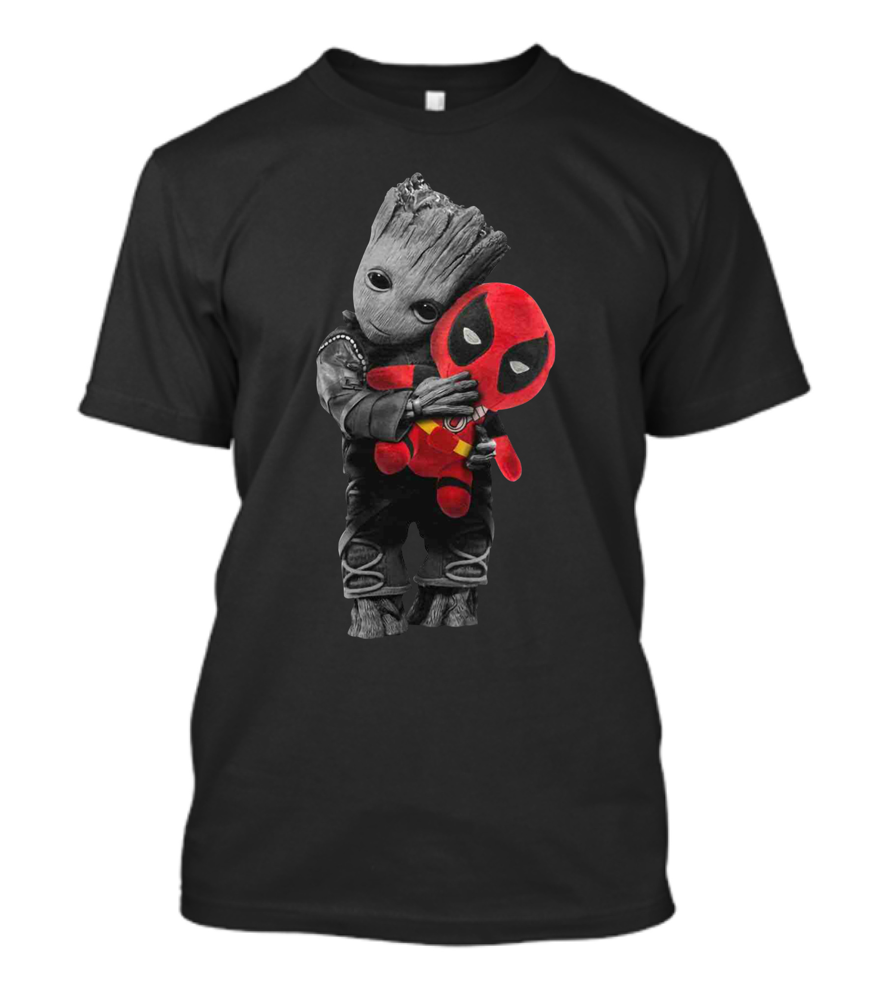 Baby Groot Hugging Deadpool Plush T-Shirt
