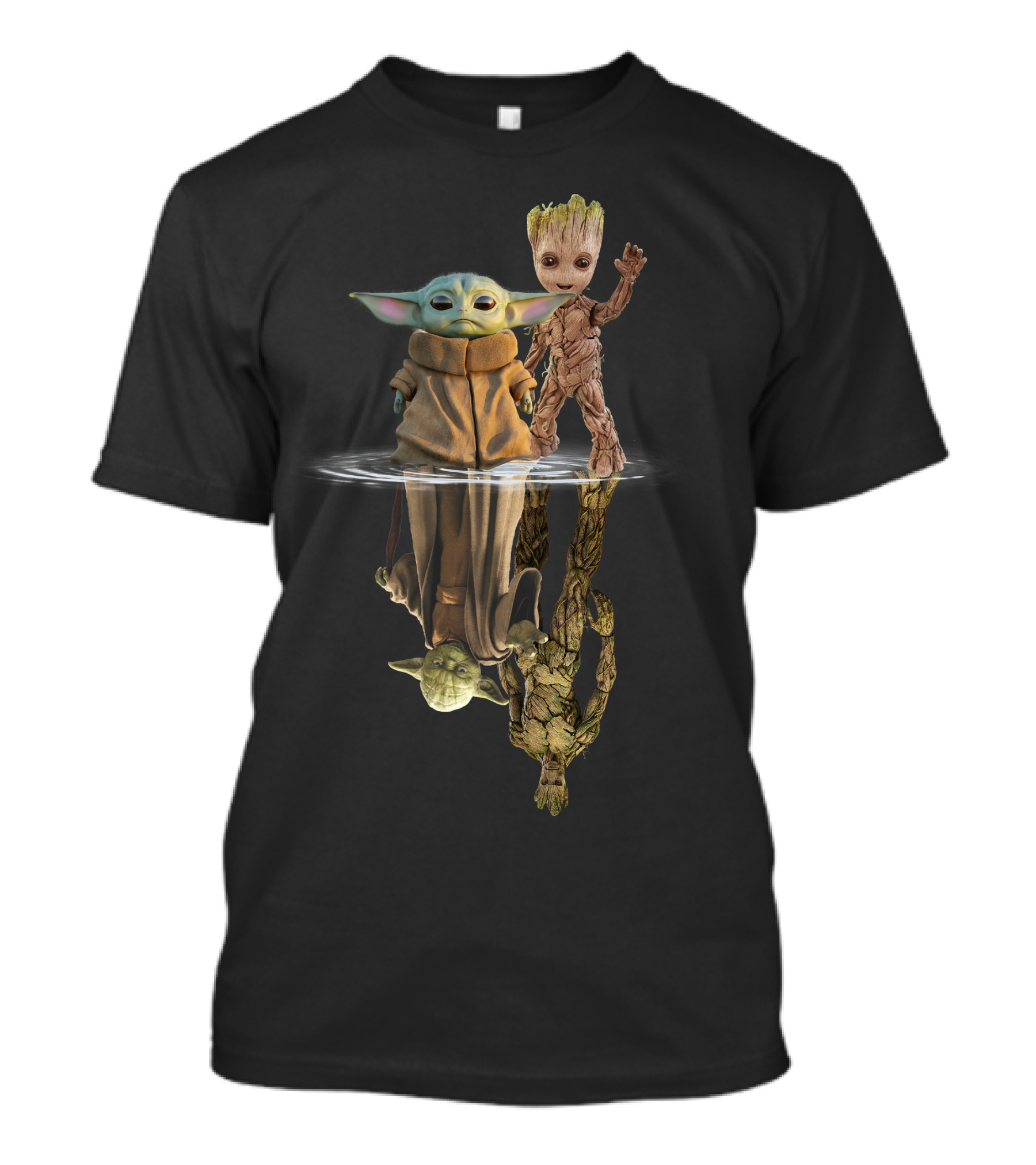 Only Today Baby Yoda And Groot Reflection T-Shirt