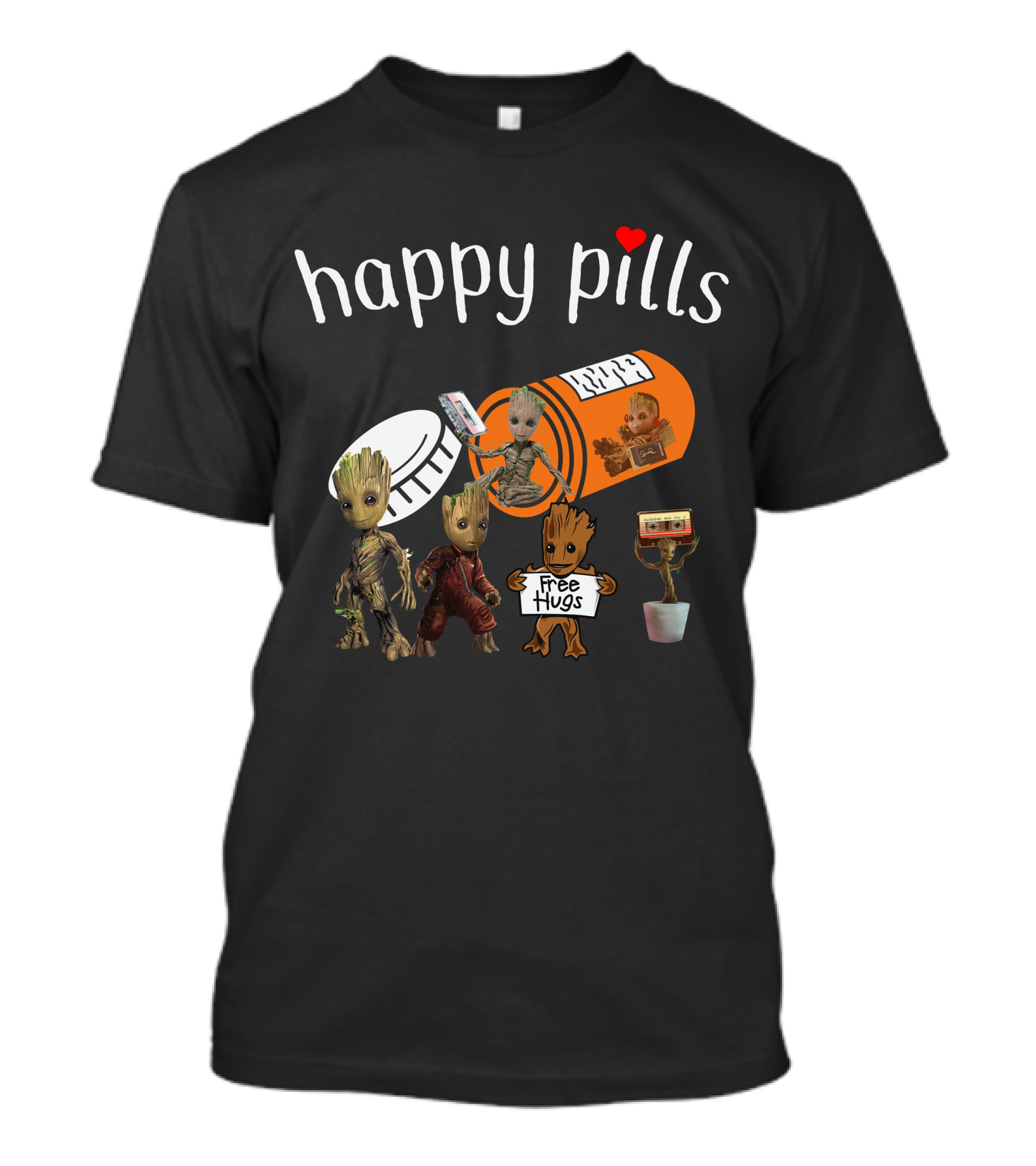 Happy Pills Groot Free Hugs Cassette Planter T-Shirt