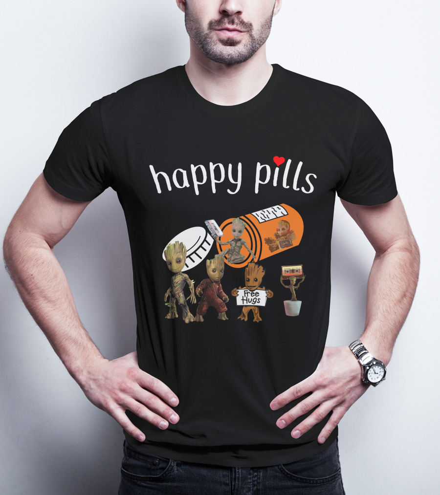 Happy Pills Groot Free Hugs Cassette Planter T-Shirt