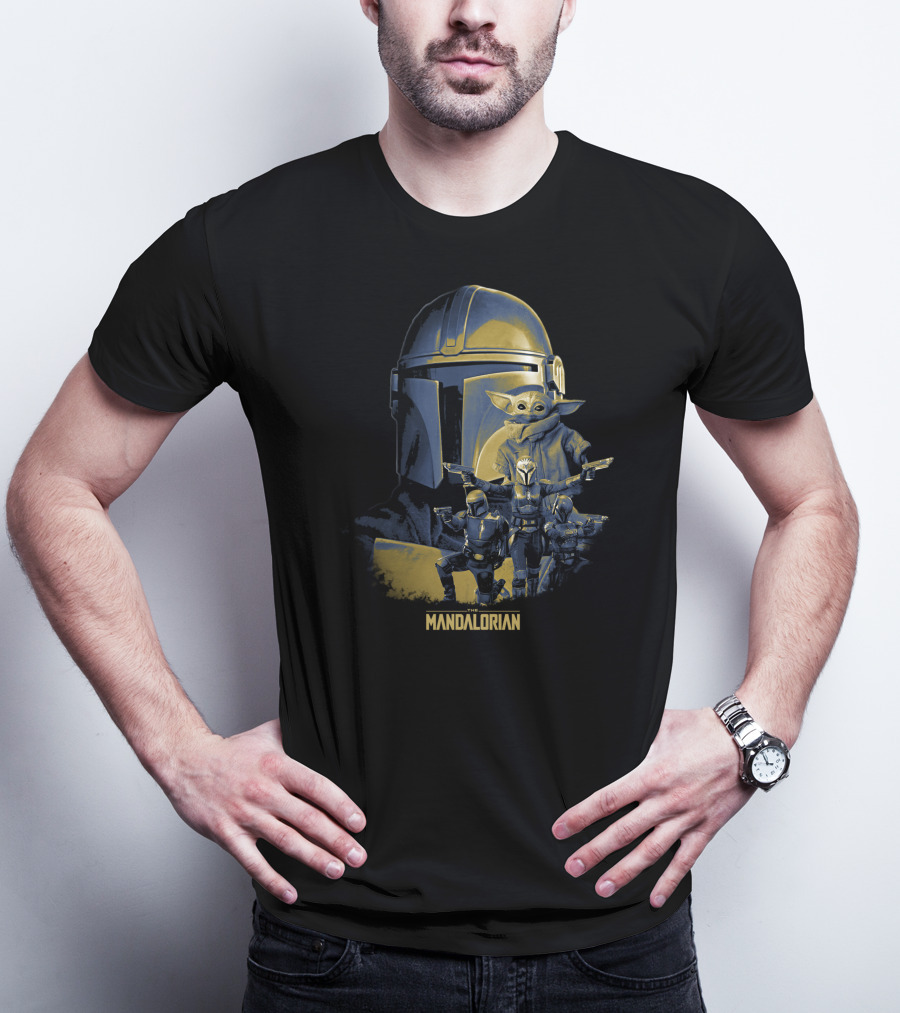 Mandalorian Manda6 Grogu Helmet Star Wars Characters T-Shirt