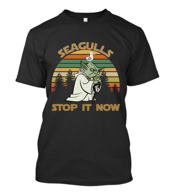 Seagulls Stop It Now 5 Retro Sunset Yoda T-Shirt