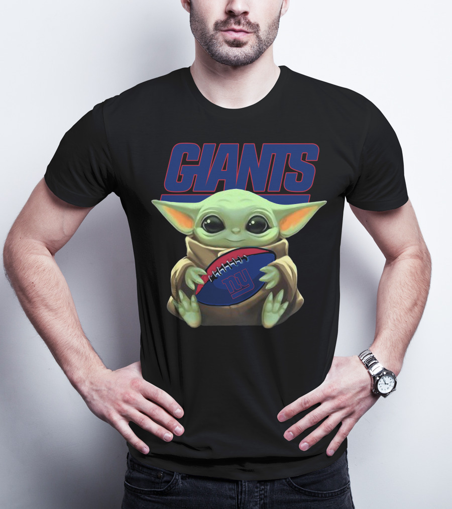 Giants Baby Yoda Football T-Shirt