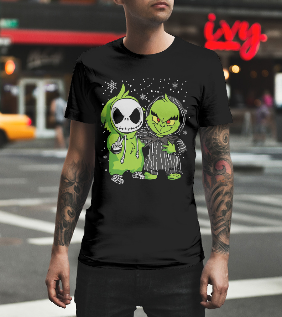 Grinch And Jack Snowy Night Characters T-Shirt