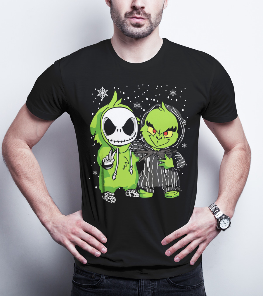 Grinch And Jack Snowy Night Characters T-Shirt