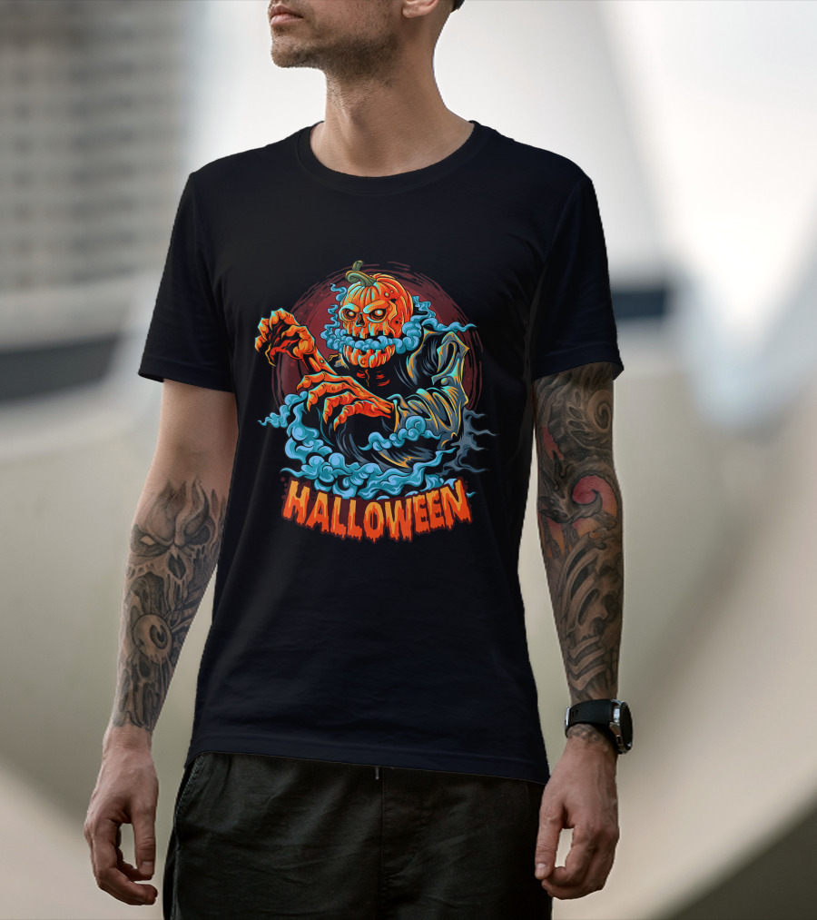 Halloween Pumpkin Zombie Smoker Zombe T-Shirt