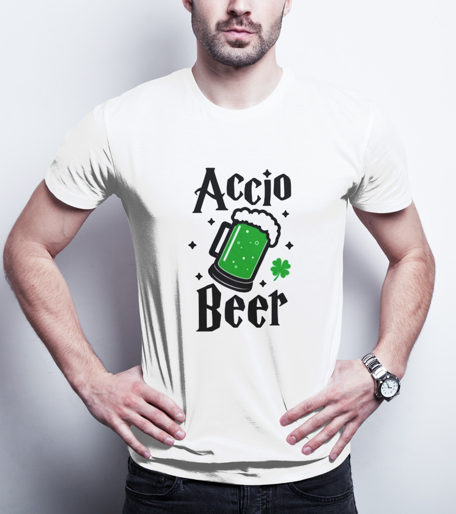 Accio Beer Green Mug With Shamrock Elements T-Shirt
