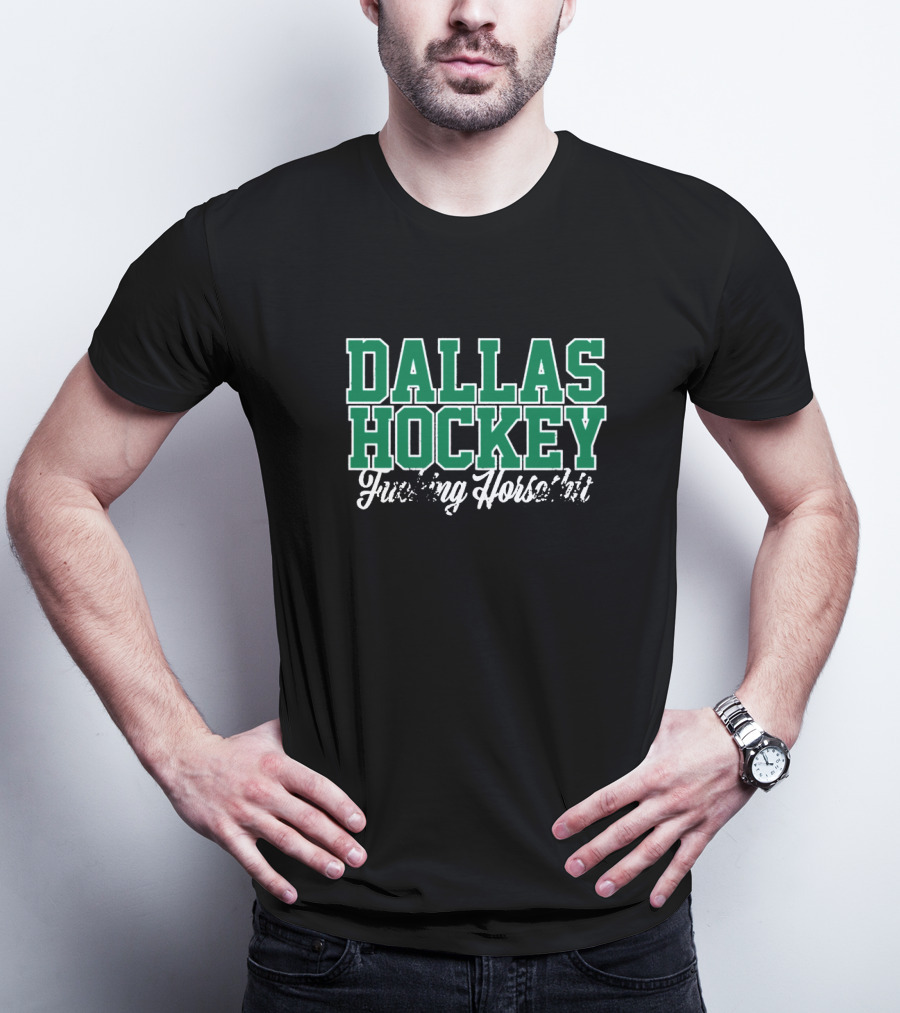 Dallas Hockey Frustration Expression Bold Green Lettering T-Shirt