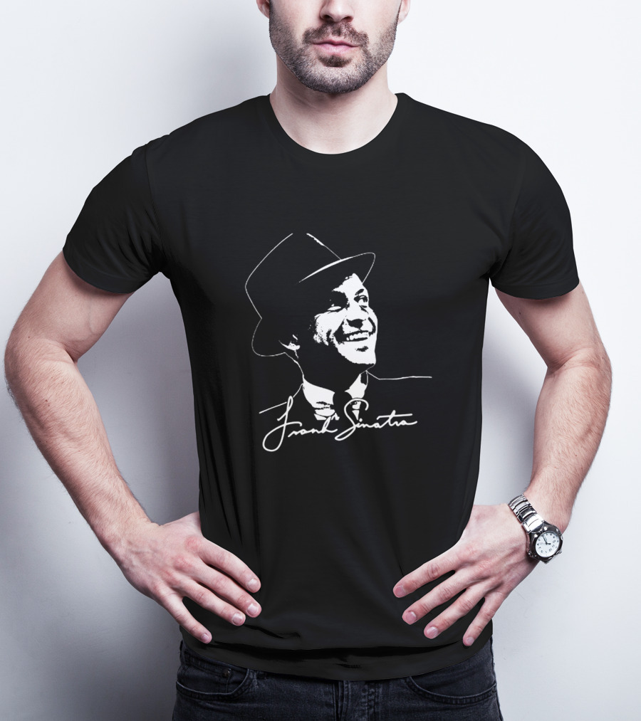 Frank Sinatra Signature Classic Black And White Fedora T-Shirt