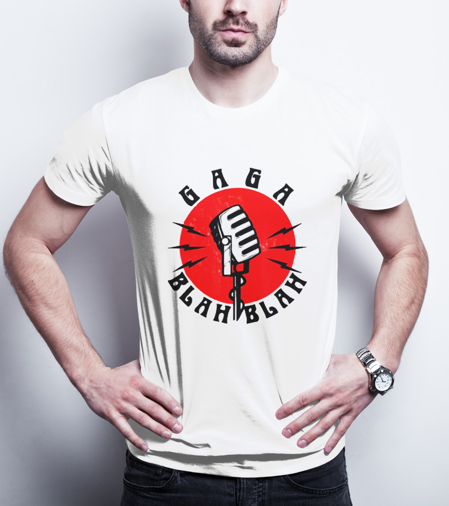 Gaga Blah Blah Vintage Microphone Red Circle Lightning T-Shirt