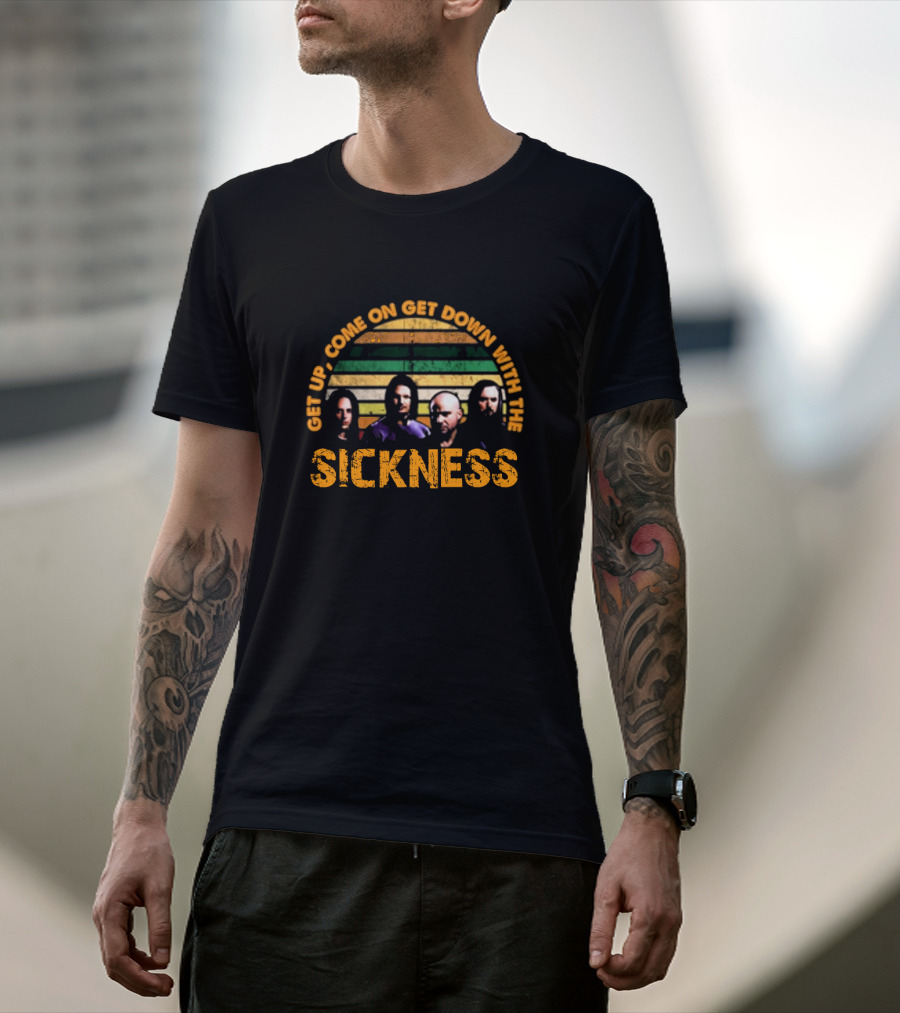 Get Up Come On Get Down With The Sickness Band Members Iconic Circle T-Shirt
