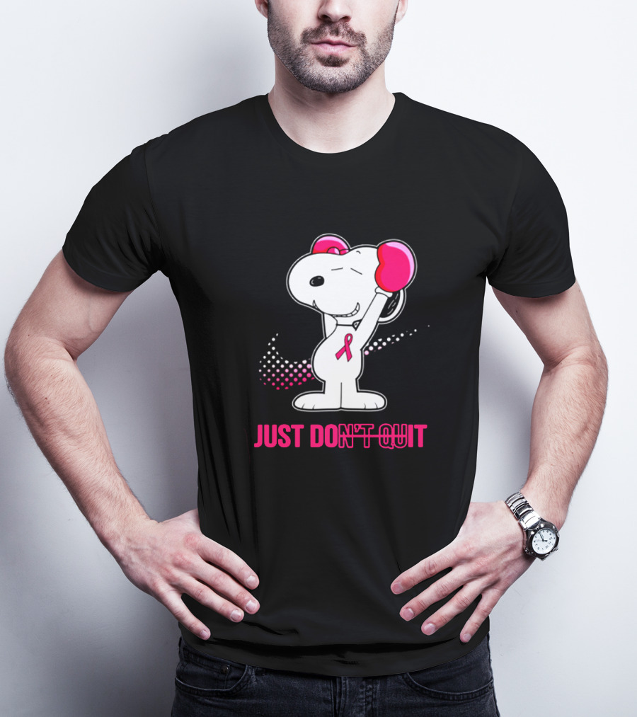 Just Don’t Quit Snoopy Pink Ribbon Boxing Breast Awareness T-Shirt