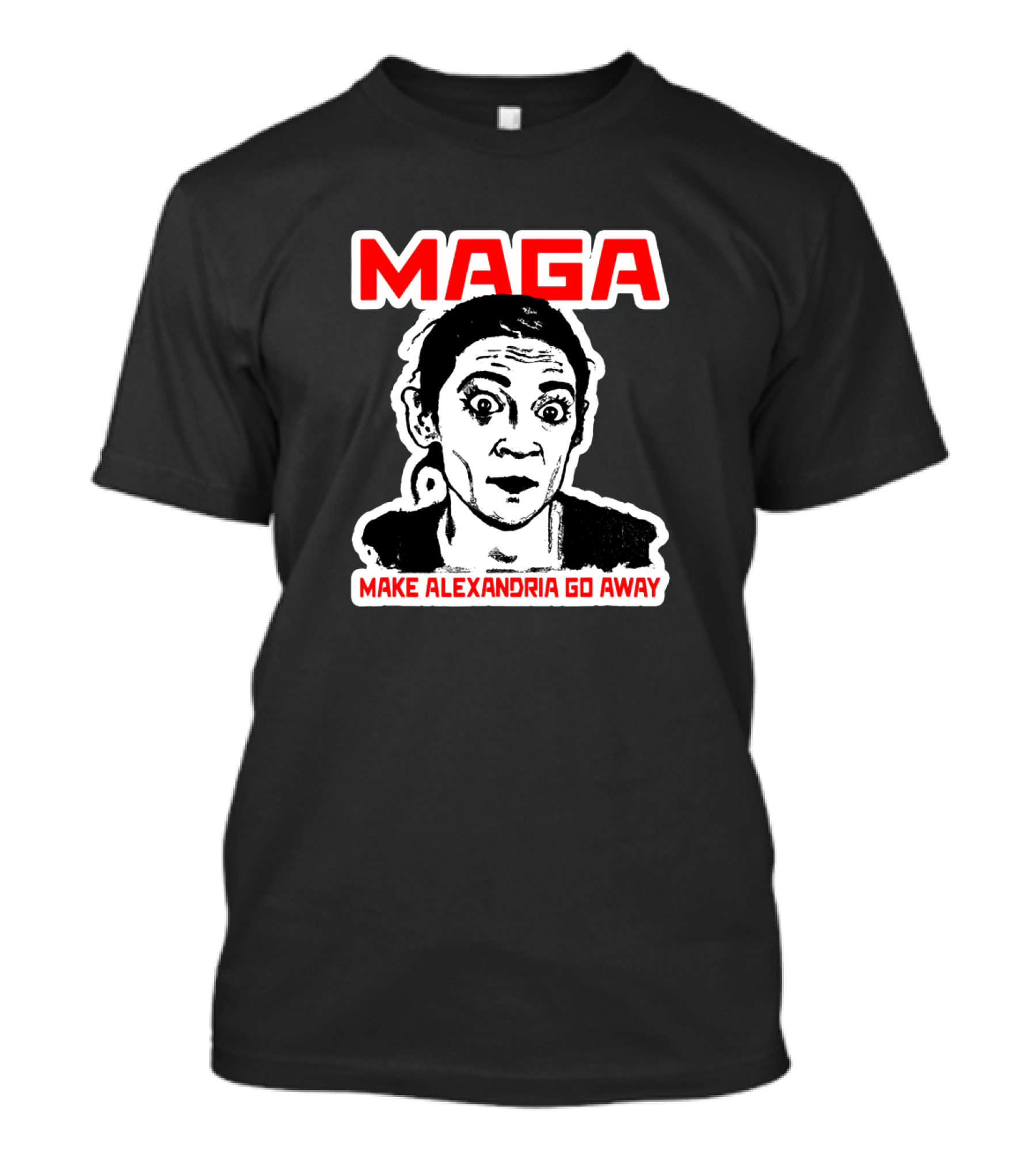 MAGA Make Alexandria Go Away Bold Red Text And Black-White T-Shirt