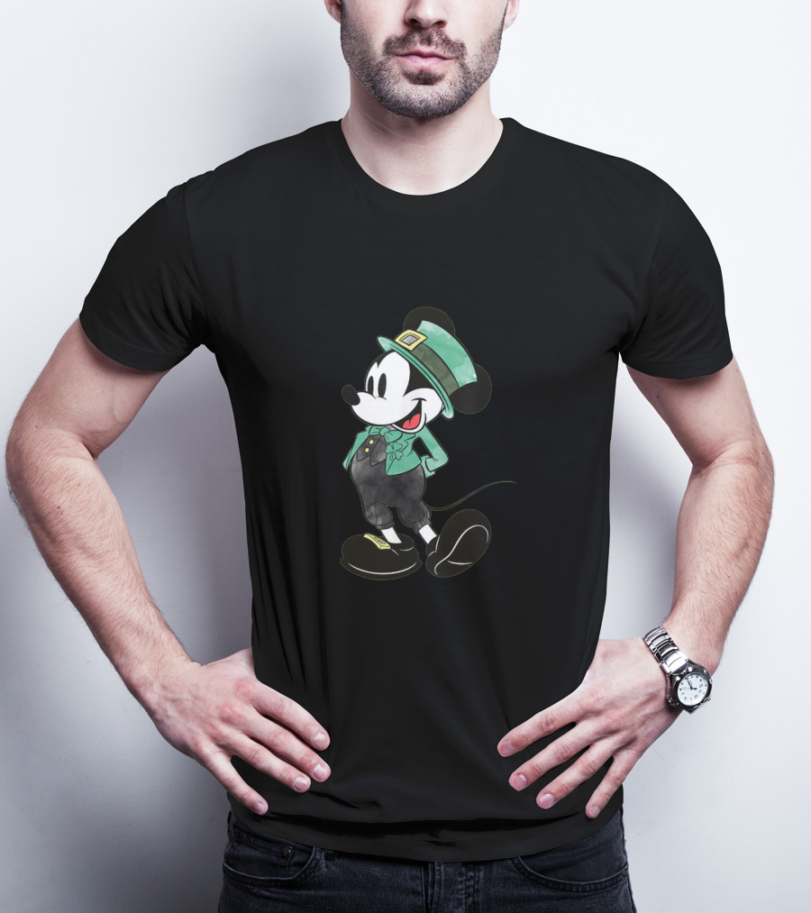 Mickey Mouse Leprechaun Hat And Irish T-Shirt