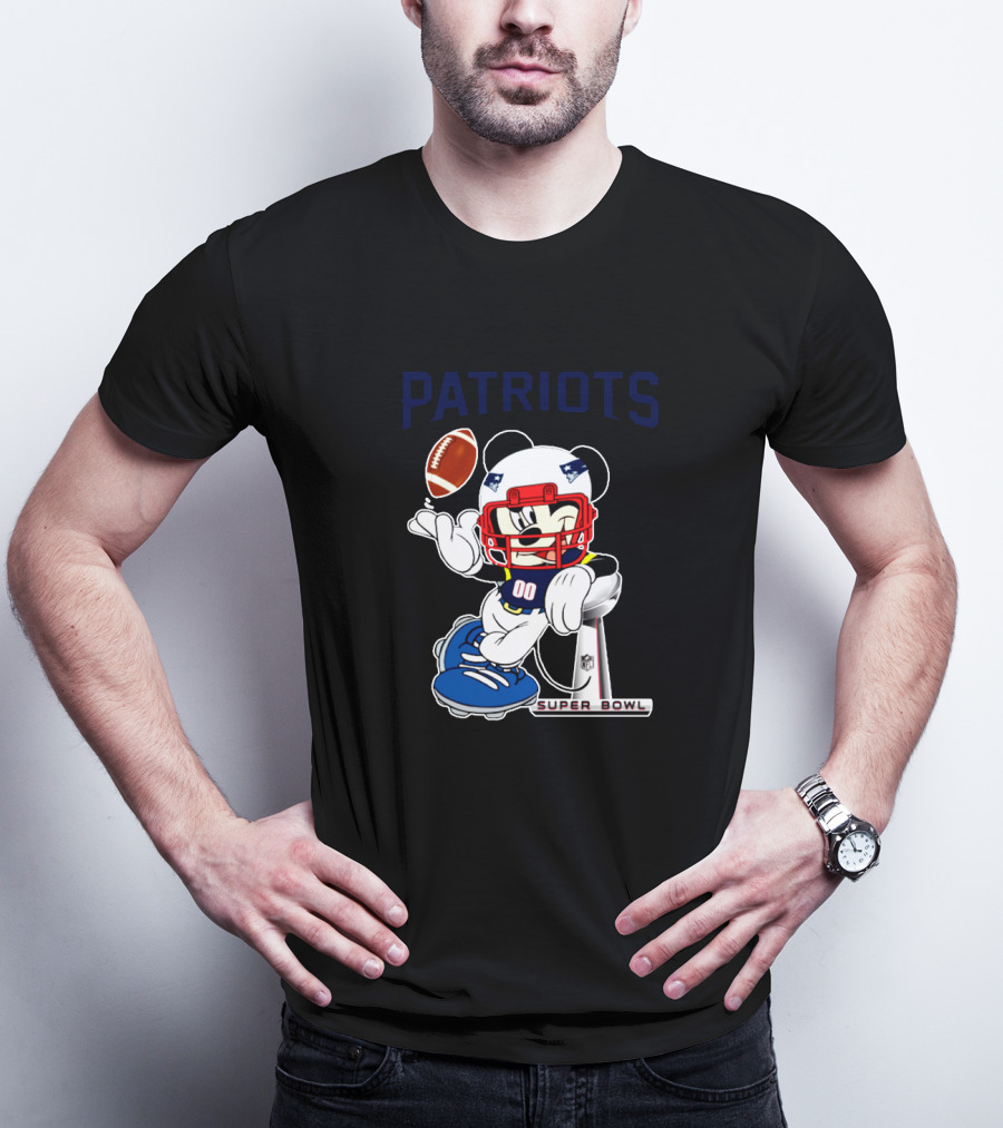 Patriots Super Bowl Mickey Mouse Nfl Football T-Shirt